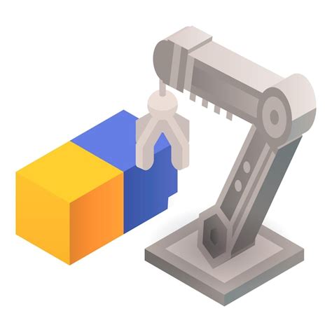 premium vector robot arm take cube icon isometric of robot arm take