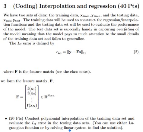 Solved 3 Coding ﻿interpolation And Regression 40 ﻿ptswe