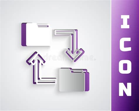 Paper Cut Cloud Storage Text Document Folder Icon Isolated On Grey Background Paper Art Style