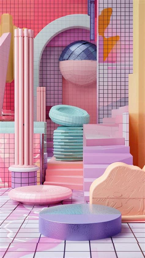 Abstract 3d Geometric Shapes With Colorful Background Stock