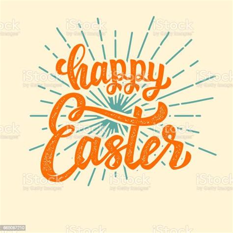 행복 한 부활절입니다 손으로 그린 레터링 문구입니다 포스터 인사말 카드에 대 한 디자인 요소입니다 벡터 일러스트 레이 션 0명에 대한 스톡 벡터 아트 및 기타 이미지