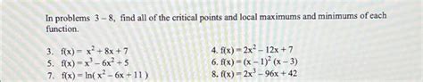 solved in problems 3 8 find all of the critical points and