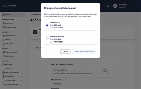 judo bank term deposit updating maturity instructions