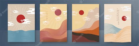 Premium Vector Japanese Background With Line Wave Pattern Vector Abstract Template With