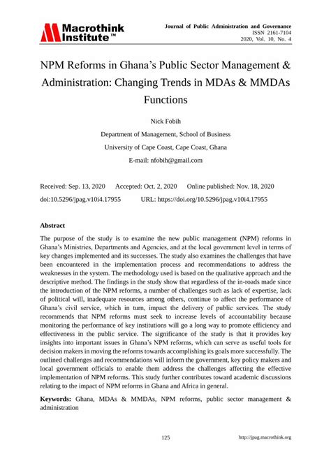 Pdf Npm Reforms In Ghana‟s Public Sector Management Dokumentips