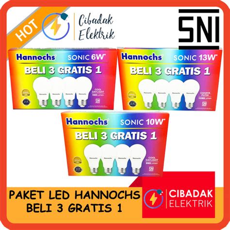 PAKET LAMPU LED HANNOCHS SONIC 6w 10w 13w Lampu Hannochs BELI 3 GRATIS 1 Lazada Indonesia