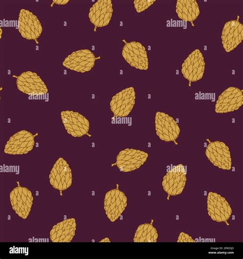 Cone Seamless Pattern On Violet Background Hand Drawn Botanical