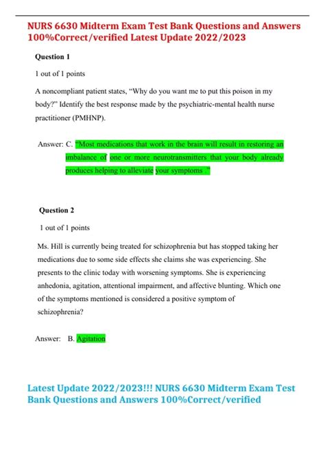 Nurs 6630 Midterm Exam Test Bank Questions And Answers 100 Correct Verified Latest Update 2023