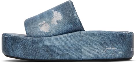 Balenciaga Blue Rise Slides Balenciaga