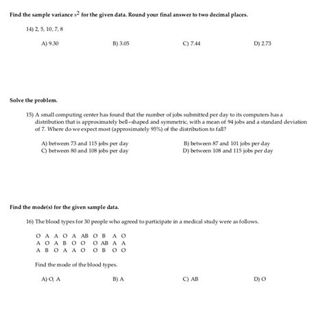 solved find the sample variance s2 for the given data round