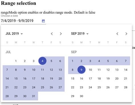 Featdatepicker Select Range Of Dates · Issue 4763 · Angular