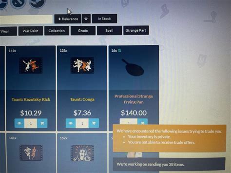 i m having trouble with marketplace tf it says my inventory is private