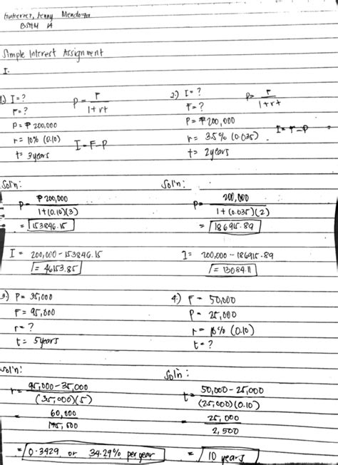 Simple Interest Assignment Tutere Eunu Mendota Smpe Ntrrest Tssiqn