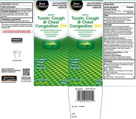 Dailymed Tussin Cough And Chest Congestion Dm Dextromethorphan Hbr Guaifenesin Liquid