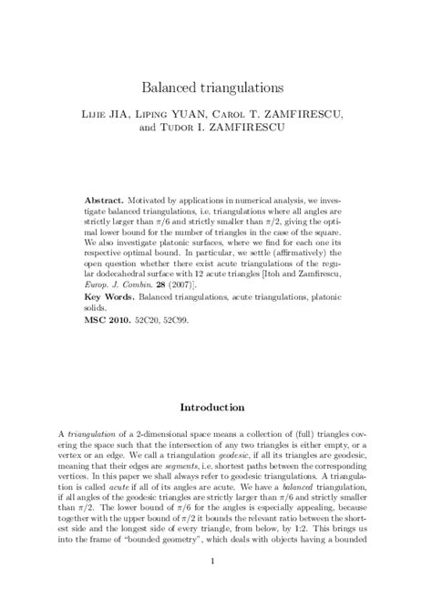 Pdf Balanced Triangulations