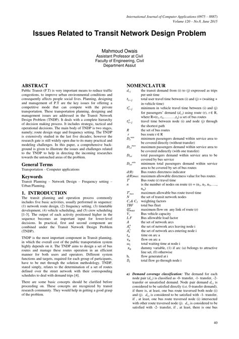 Pdf Issues Related To Transit Network Design Problem