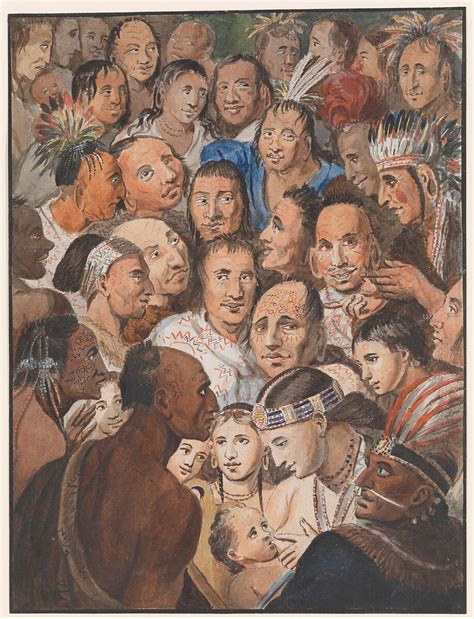 Attributed To John Lewis Krimmel Tableau Of Indian Faces American