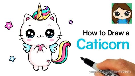 Video By Draw So Cute Follow Along To Learn How To Draw A Cute Caticorn Easy Step By Step
