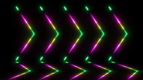 Neon Arrows Blinking On Black Background Glowing Neon Arrow Moving On