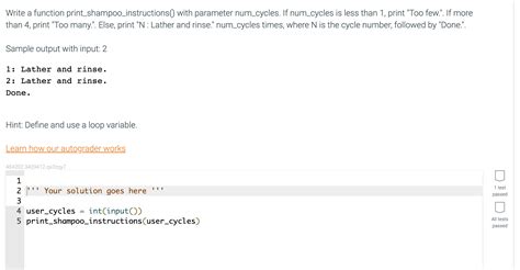 solved write a function print shampoo instructions with