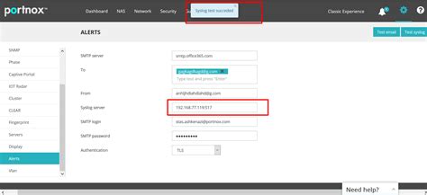 how to how to send syslog alert to non standard port