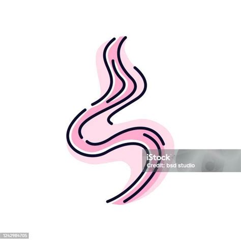 냄새 핑크 Rgb 색상 아이콘입니다 좋은 냄새 아로마 소용돌이 좋은 향수 향기 파 향기로운 향기가 흐르는 나선형 바람 연기 퍼프 스팀 컬 증발 격리 벡터 일러스트레이션