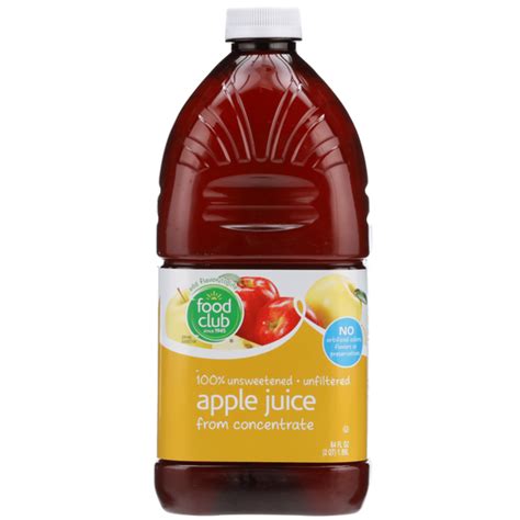 Food Club 100 Unsweetened Unfiltered Apple Juice From Concentrate 64