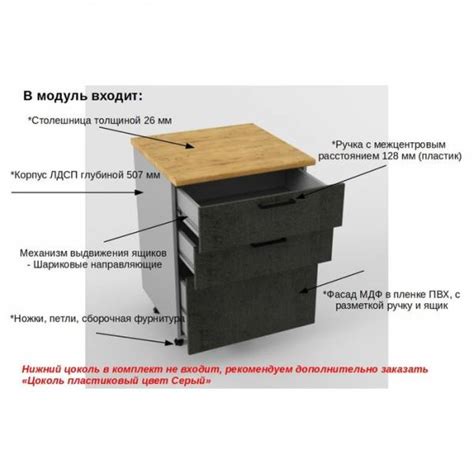 Шкаф напольный с 3 мя ящиками Лофт 600х600х850 Бетон темный 65c169912046 купить в интернет