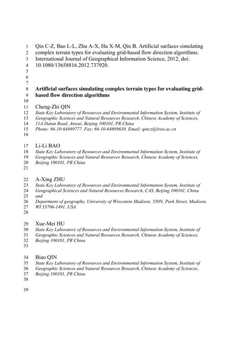 Pdf Artificial Surfaces Simulating Complex Terrain Types For Evaluating Grid Based Flow