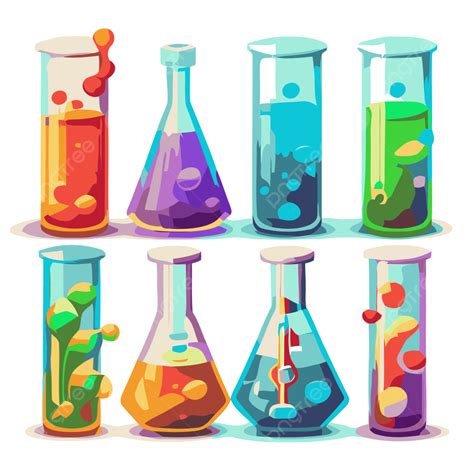 시험관 벡터 스티커 클립 아트 다채로운 테스트 튜브 또는 분자 만화와 플라스 크 상표 클립 아트 Png 일러스트 및 벡터 에 대한 무료 다운로드 Pngtree