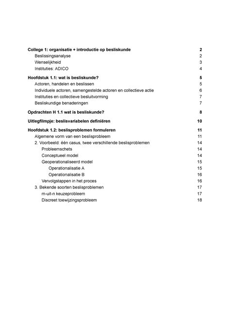 Samenvatting Besliskunde Deel 1 Excl Python College 1 Organisatie
