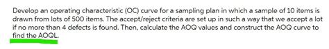 Solved Develop An Operating Characteristic OC Curve For A Chegg Com