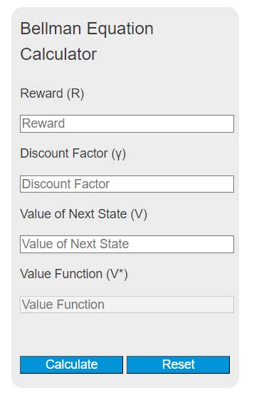 Bellman Equation Calculator Calculator Academy