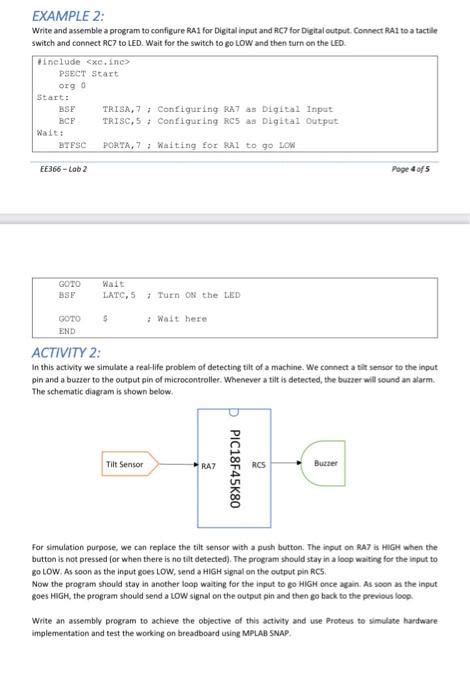 example 2 write and assemble a program to configure
