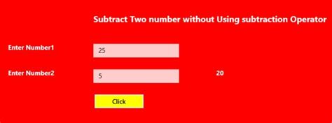 subtract two number without using subtraction operator in windows store app