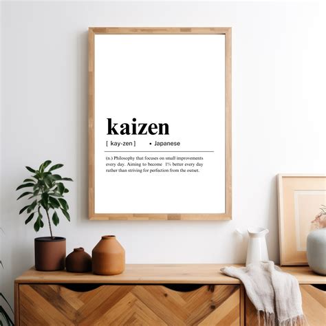 Kaizen Definition Print Kaizen Wall Art Japandi Poster Typography Poster Digital Print