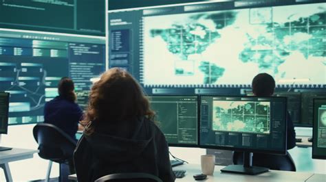 Premium Stock Video Cyber Operations Center With Governmental Hackers Working On Digital Security
