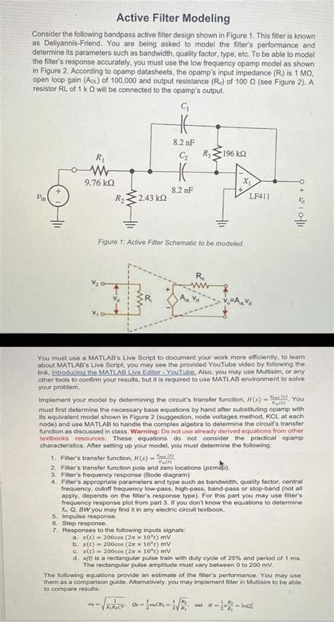 Solved Active Filter Modelingconsider The Following Bandpass Chegg