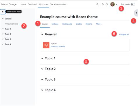 course homepage moodledocs