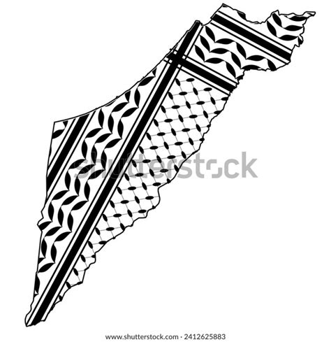 Palestine Map Keffiyeh Pattern Design Symbol Stock Vector Royalty Free