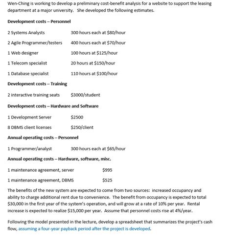 solved wen ching is working to develop a preliminary