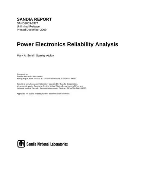 Pdf Power Electronics Reliability Analysis · Power Electronics Reliability Analysis Mark A