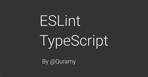 Eslint And Typescript