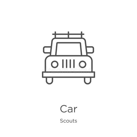Car Icon Vector From Scouts Collection Thin Line Car Outline Icon Vector Illustration Outline