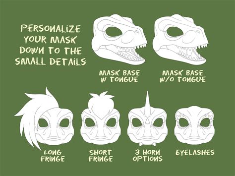 Dinosaur Dino Mask Reference Sheet Lineart Base Psd File Etsy