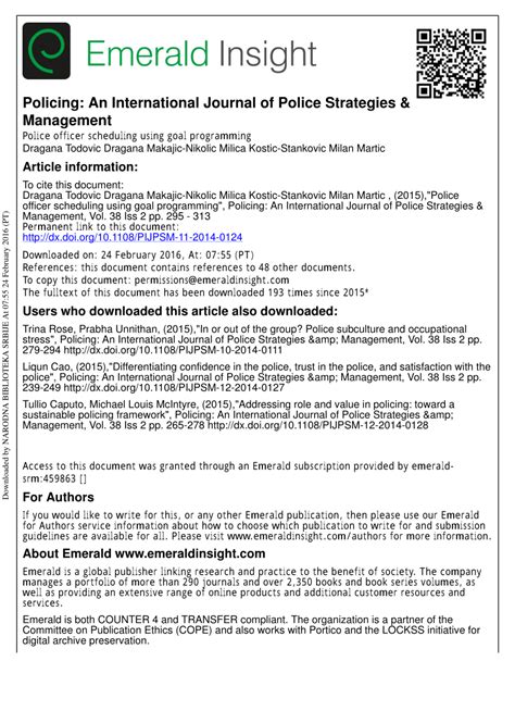 Pdf Police Officer Scheduling Using Goal Programming