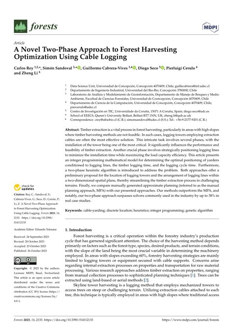 Pdf A Novel Two Phase Approach To Forest Harvesting Optimization Using Cable Logging