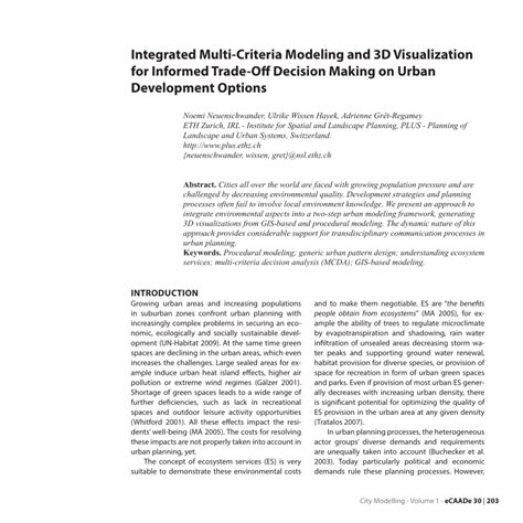 Pdf Integrated Multi Criteria Modeling And 3d Visualization For Informed Trade Off Decision