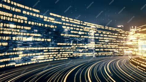 Premium Photo Digital Data Flow On Road In Concept Of Cyber Global
