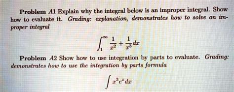 solved problem a explain why the integral below is an improper